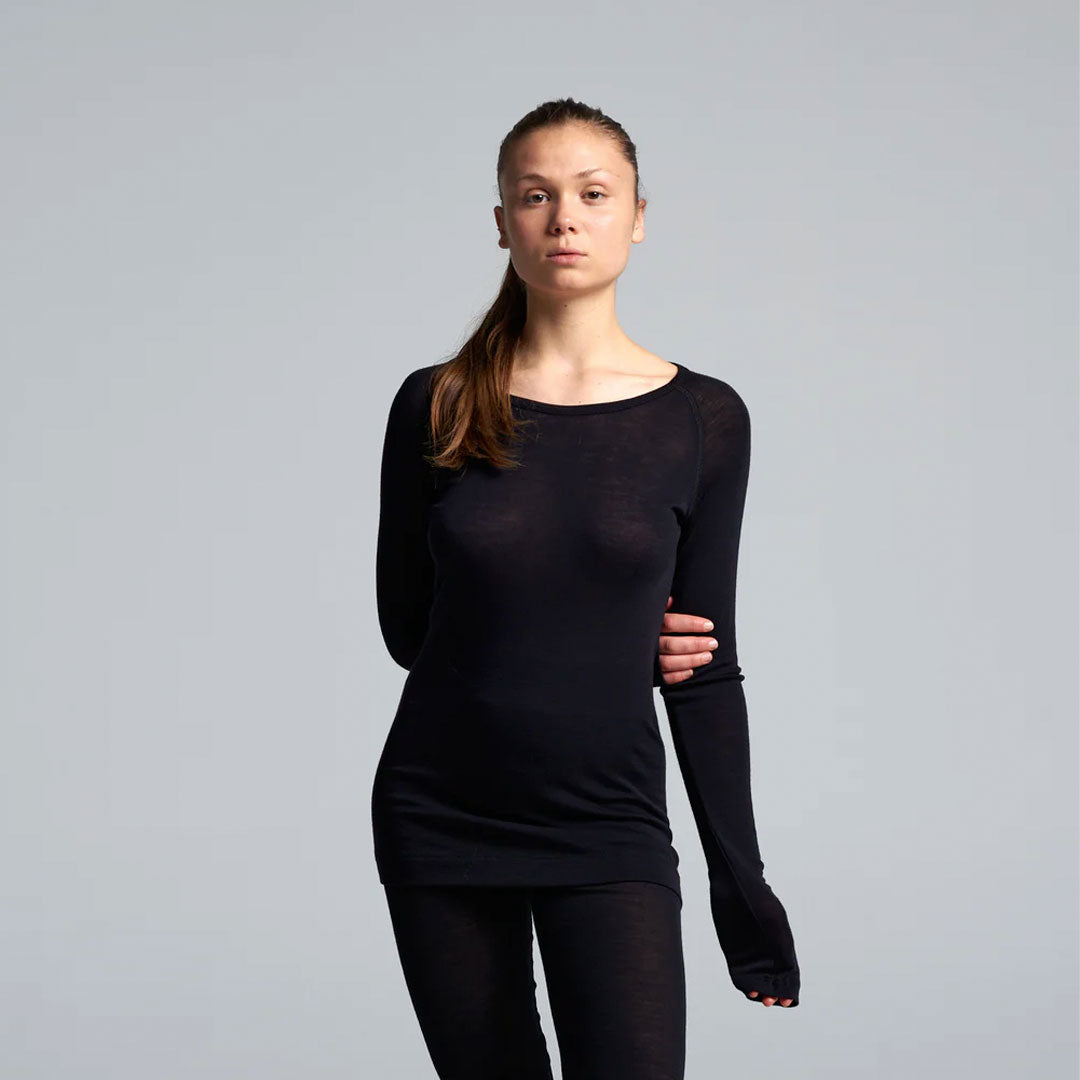 Seamless Basic bluser: Jade uld bluse - sort, basisbluser Online! – HAUSFRAU