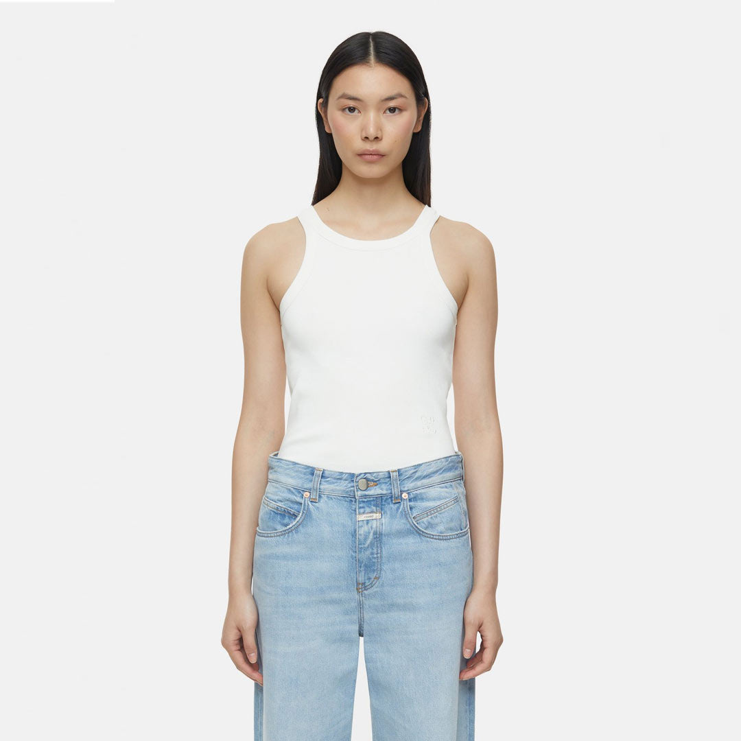 CLOSED top: kort ribbet Racer tank top - råhvid, HAUSFRAU