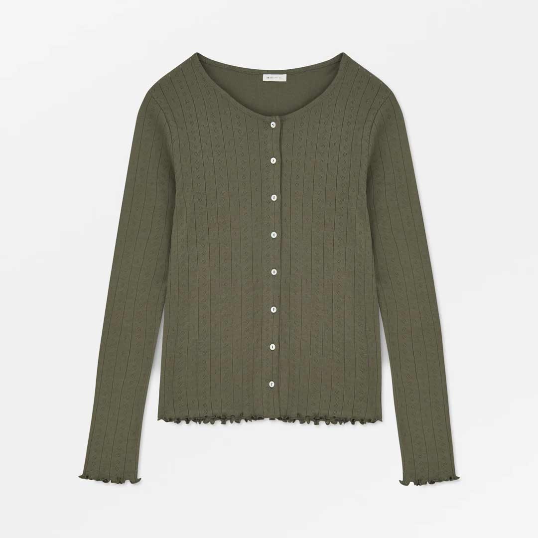 SKALL STUDIO Edie cardigan - Olive grøn bomuld ♡ | HAUSFRAU